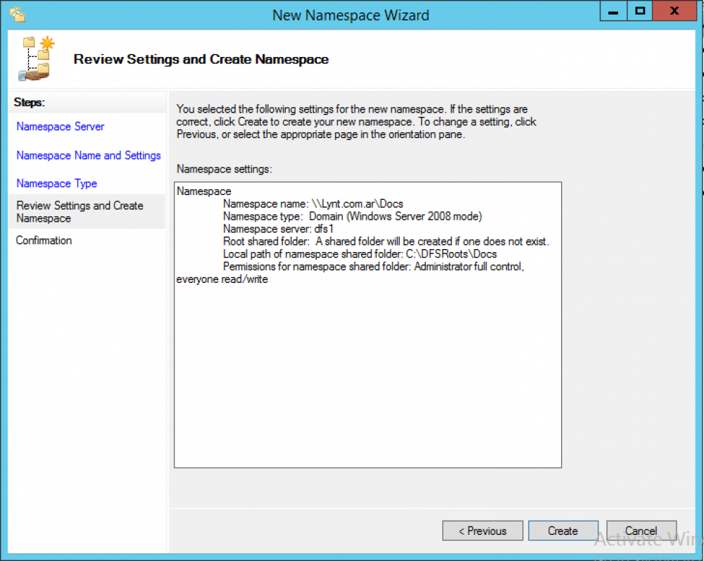 Como configurar espacio de nombres Distributed File System (DFS) Windows server 2012 R2.