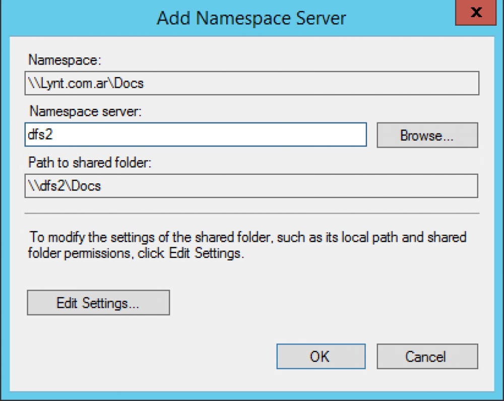 Como configurar espacio de nombres Distributed File System (DFS) Windows server 2012 R2.