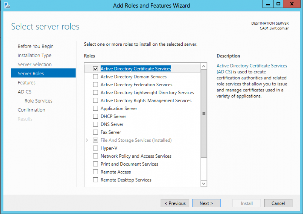 Como instalar Active Directory Certificate Services (AD CS) Windows Server 2012 R2.