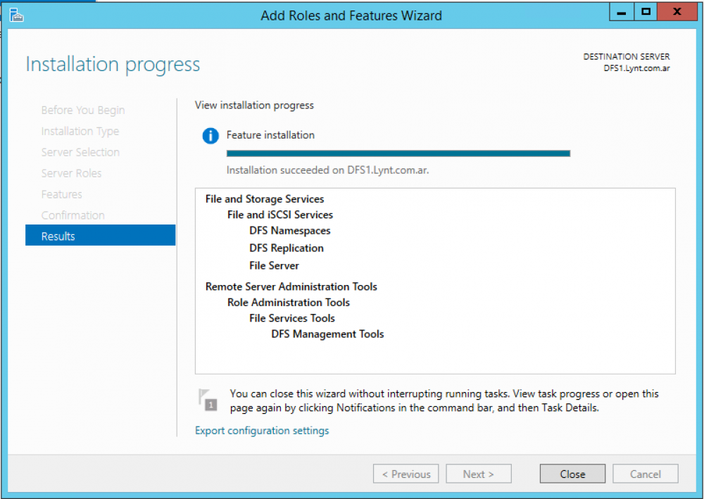 Como instalar Distributed File System (DFS) Windows Server 2012 R2.