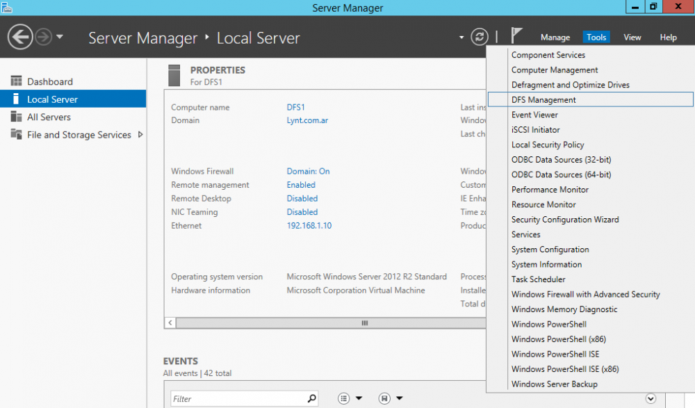 Como configurar espacio de nombres Distributed File System (DFS) Windows server 2012 R2.