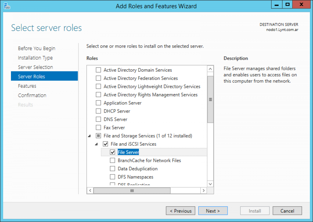Como instalar roles en cluster, Windows Server 2012 R2.