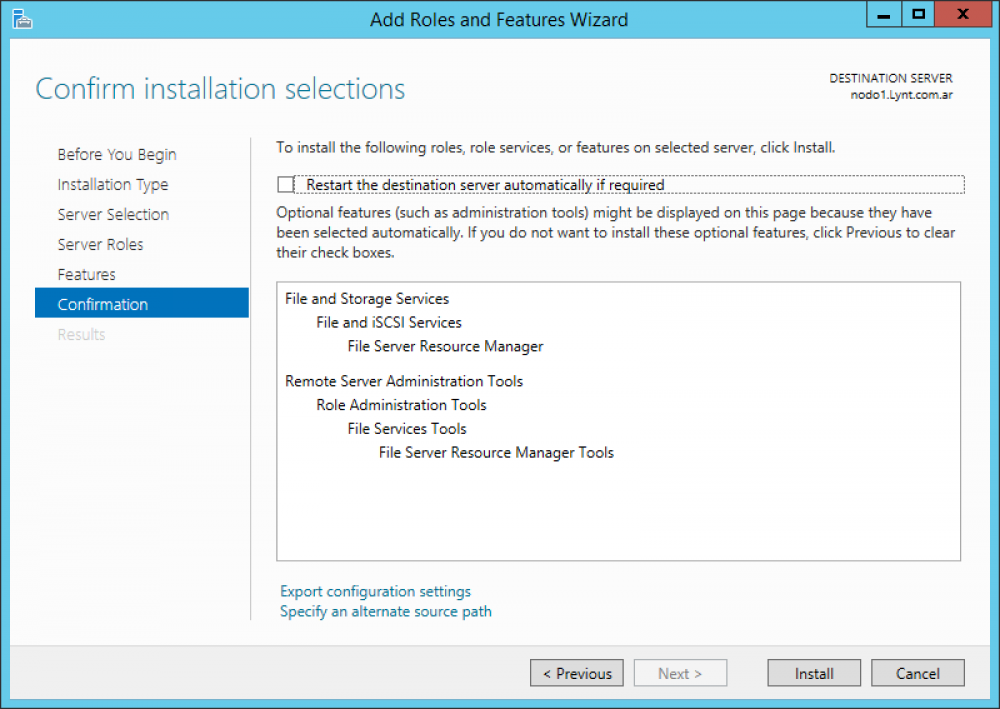 Como instalar File Server Resource Manager en cluster, Windows Server 2012 R2.